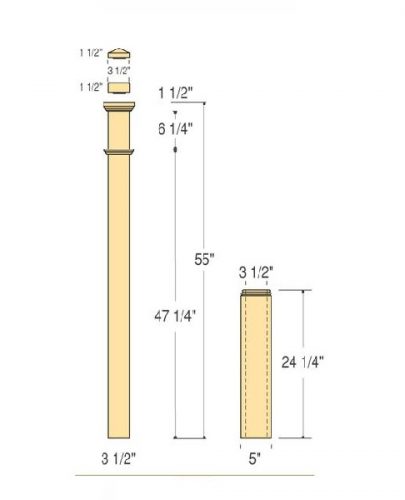5″ Adjustable Box Newel – 5″ x 55″ – C-4291-ADJ – Stair Nation – We ...